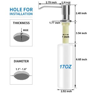 ONMUST Soap Dispenser for Kitchen Sink, Built in Soap Dispensers with 46 Inches Tube Connects Directly to Soap Bottle, No More Frequent Refills, Countertop Sink Soap Dispenser Pump with 500ML Bottle