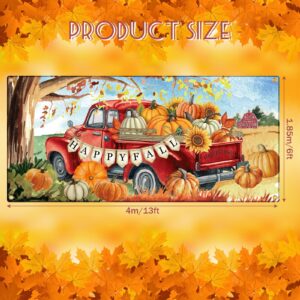 Preboun Fall Thanksgiving Garage Door Banner 6 x 13ft Extra Large Red Car Pattern Happy Fall Garage Door Decorations Backdrop with String Pumpkins Garage Door Cover for Outside Party Wall Window Yard