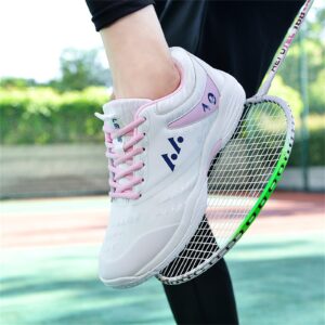 JiuQing Women's Badminton Shoes Lightweight Pickleball Tennis Sneakers Damping Non-Slip Cross-Training Shoes,Pink,9