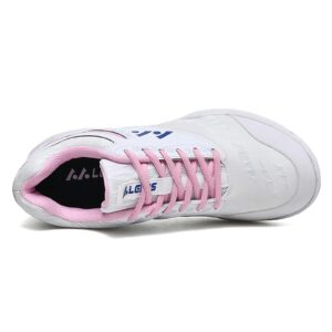 JiuQing Women's Badminton Shoes Lightweight Pickleball Tennis Sneakers Damping Non-Slip Cross-Training Shoes,Pink,9