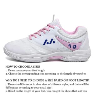 JiuQing Women's Badminton Shoes Lightweight Pickleball Tennis Sneakers Damping Non-Slip Cross-Training Shoes,Pink,9