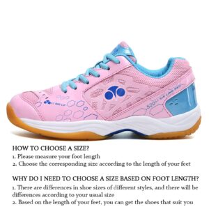 JiuQing Women's Badminton Shoes Tennis Pickleball Sneakers Breathable Lightweight Indoor Court Shoes,Pink,7.5