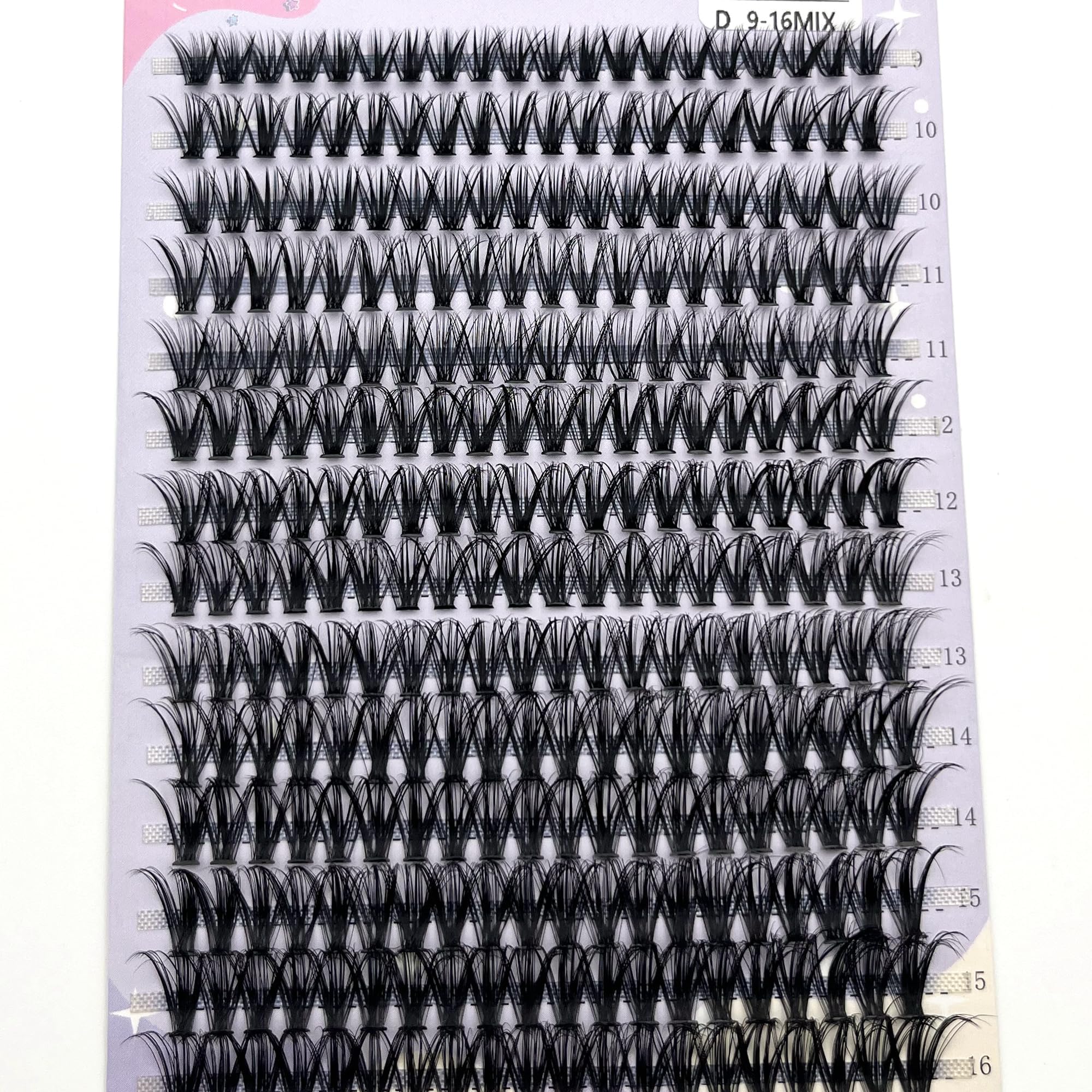 Mikiwi Cluster Lashes 280pcs 40D-0.07D-9-16mm Mix DIY Eyelash Extension D Curl Long Individual Lashes Mixed Tray Faux Mink Lash Clusters Extensions