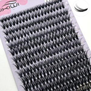 Mikiwi Cluster Lashes 280pcs 40D-0.07D-9-16mm Mix DIY Eyelash Extension D Curl Long Individual Lashes Mixed Tray Faux Mink Lash Clusters Extensions