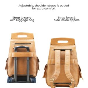 Handmade World Full Grain 18 Inch Leather Laptop Large Backpack Casual Bookbag Daypack Camping Travel Rucksack Knapsack (Camel Brown)