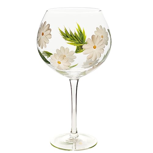 STSQTCUKT Hand-painted Wine Glass Cocktail Glass Daisy Flowers Artisan Painted 21oz Personalized Gift For Women