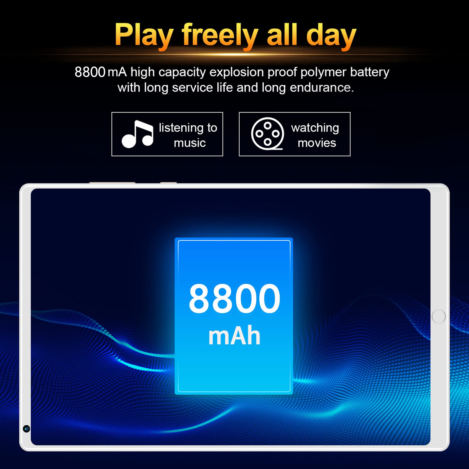 KOSDFOGE Tablette, Support Calls, 8in 128GB Tablet Silver Expandable, 4GB 64GB RAM Front 200w Rear 800w 1920X1200 Tablet for Android 10 100 to 240V(US)