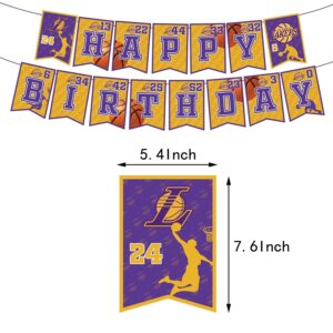 𝓛𝓪𝓴𝓮𝓻𝓼 Kobe Birthday Party Decorations 23 Basketball Party Supplies Includes Cake Cupcake Toppers Balloons Banner for Men Girls Boys