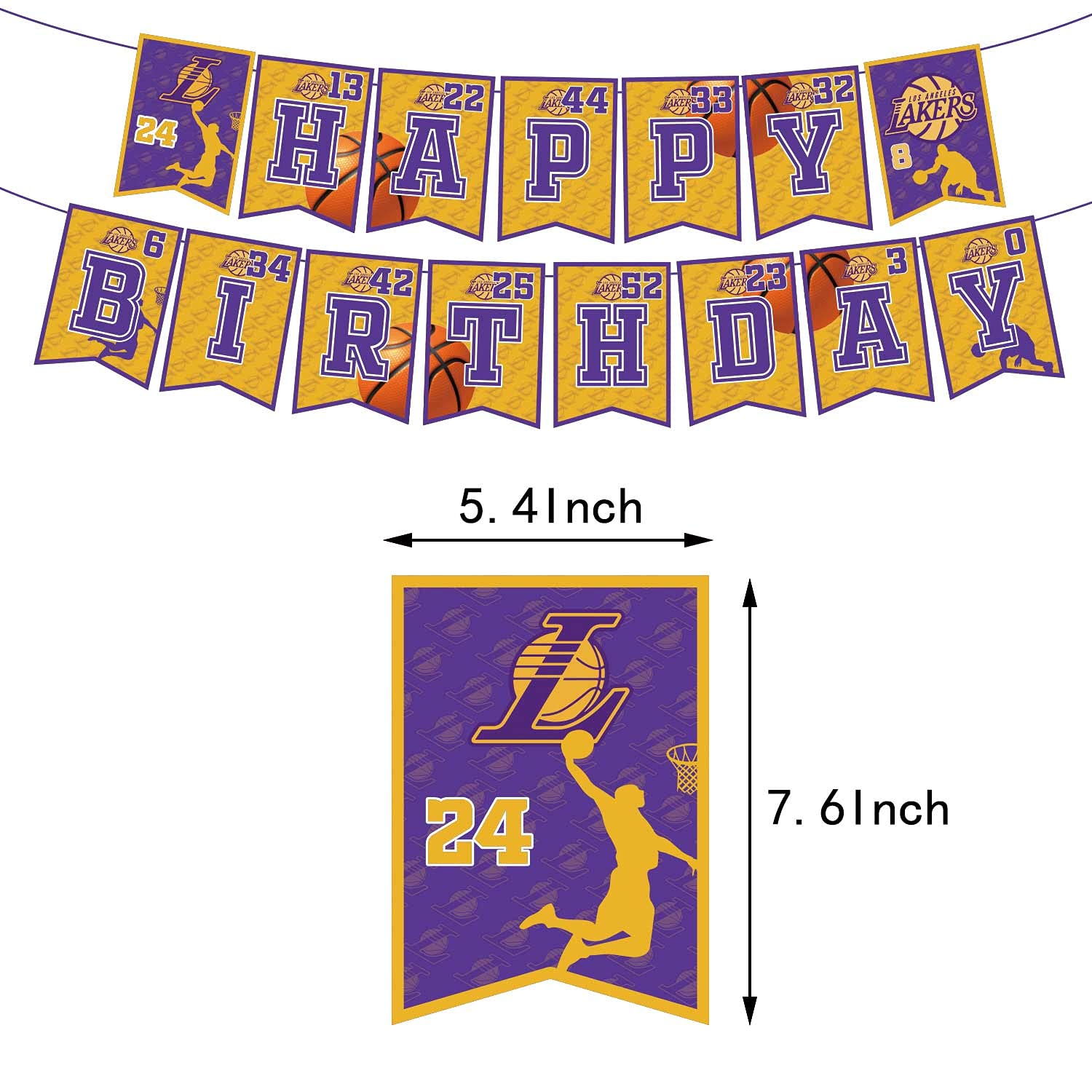 𝓛𝓪𝓴𝓮𝓻𝓼 Kobe Birthday Party Decorations 23 Basketball Party Supplies Includes Cake Cupcake Toppers Balloons Banner for Men Girls Boys