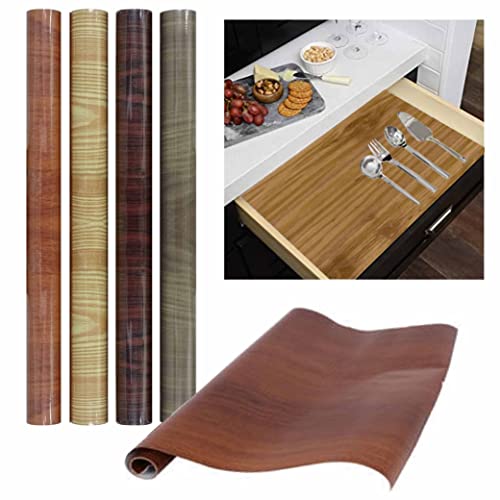 2 Rolls Drawer Shelf Liner Self Adhesive Cover Wood Grain Design Contact Paper