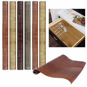 6 Rolls Wood Grain Contact Paper Drawer Shelf Adhesive Liner Peel & Stick Cover