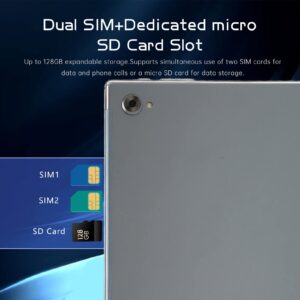 10.1in Tablet, 8 Core CPU Tablet PC for 11 8MP 20MP Dual Camera Silver Gray 2.4 5G WiFi for Office (US Plug)