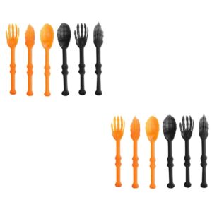 nolitoy skeleton tableware 12 pcs halloween tableware plastic coffee toy skeleton forks