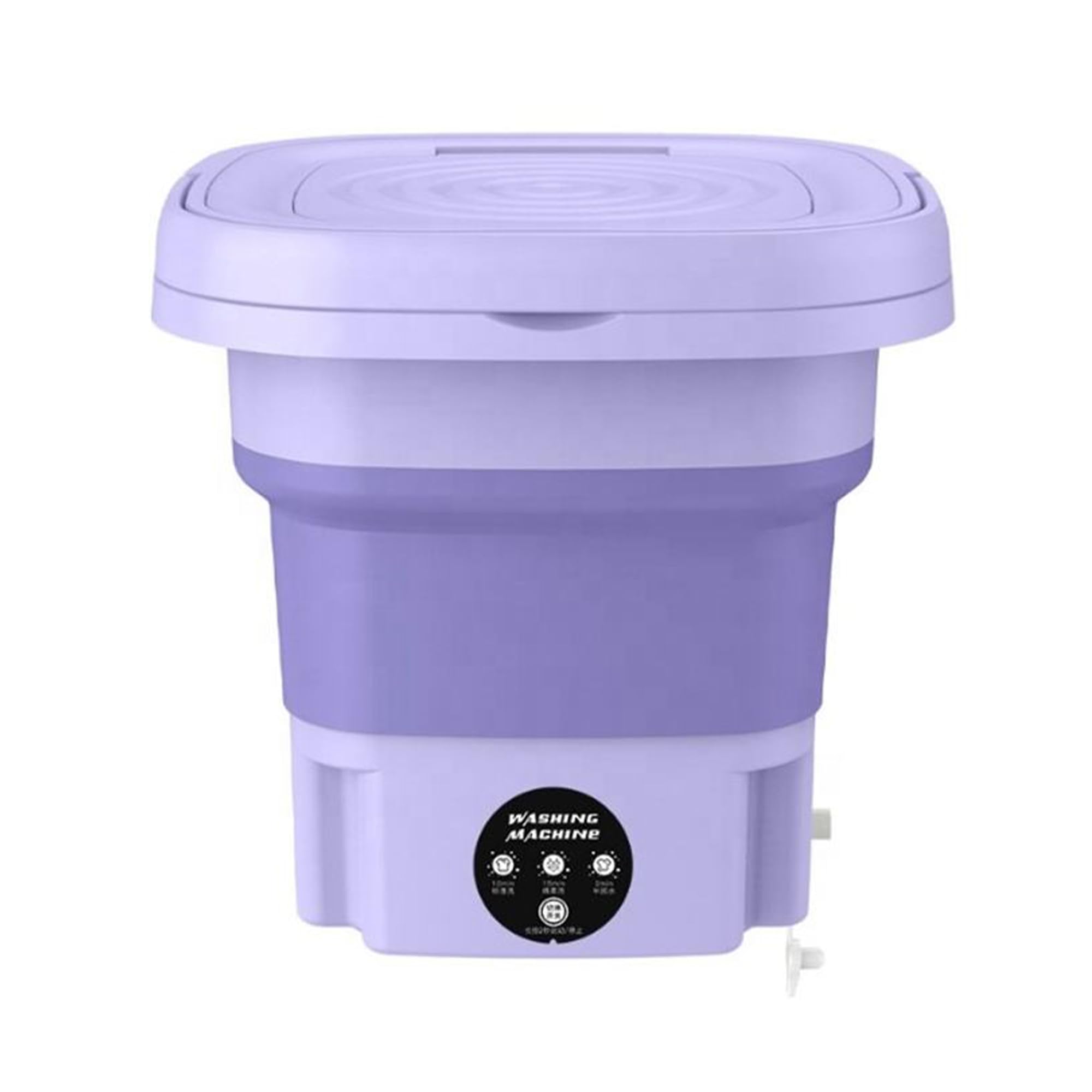 Mini Portable Folding Washing Machine For Clothes With Drain Basket for Travel (Purple)