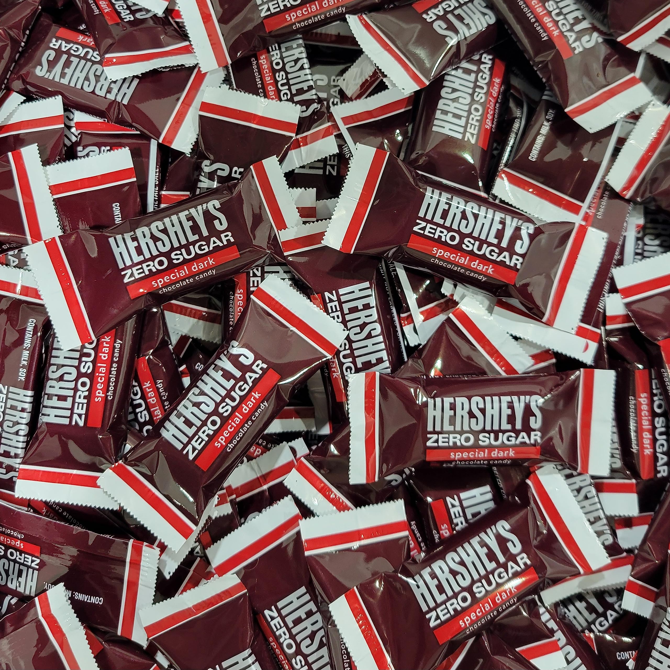 Hershey’s Special Dark Zero Sugar Chocolate Candy Miniature Bars - Bulk Pack of 240 Pieces (4 Pounds) - Individually Wrapped