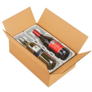 Beclink Wine Shipping Box (2 bottle) with Protective Trays, Biodegradable, Made from Recycled Materials - Pack of 1