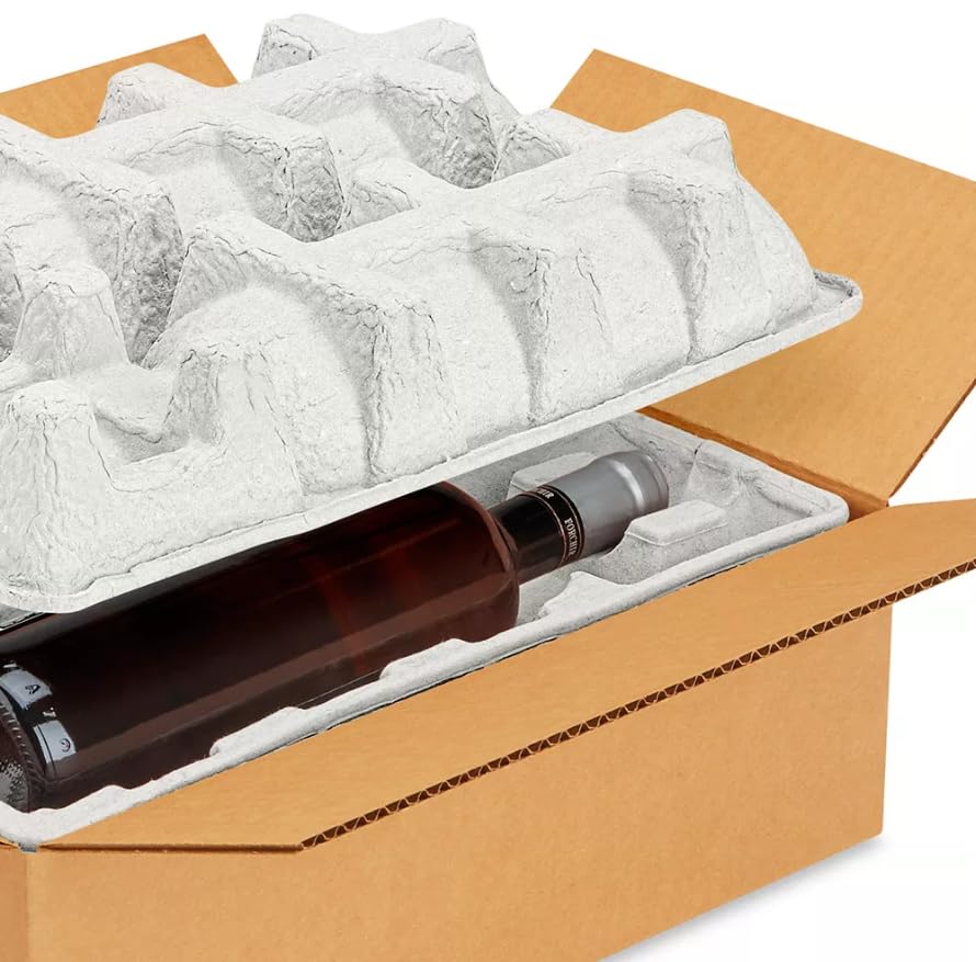 Beclink Wine Shipping Box (2 bottle) with Protective Trays, Biodegradable, Made from Recycled Materials - Pack of 1