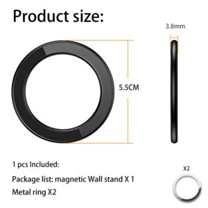 Magnetic Ring Holder for iPhone 14 13 12 Magnet Wall Mobile Phone Holder Magnetic Car Phone Stand for magsafe case (Black 1 pcs)