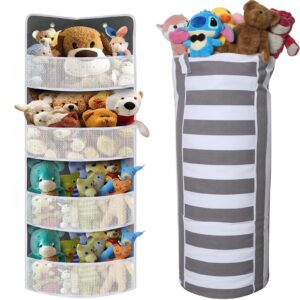 ofiray-home stuffed animal bean bag storage + corner hanging organizer