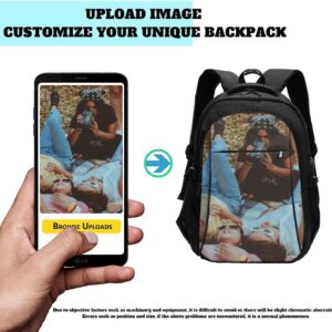 Custom Backpack Personalized Laptop Backpack for Women Men Customized Casual Daypack Add Your Logo Picture Photo Image Text Name on Computer Bag