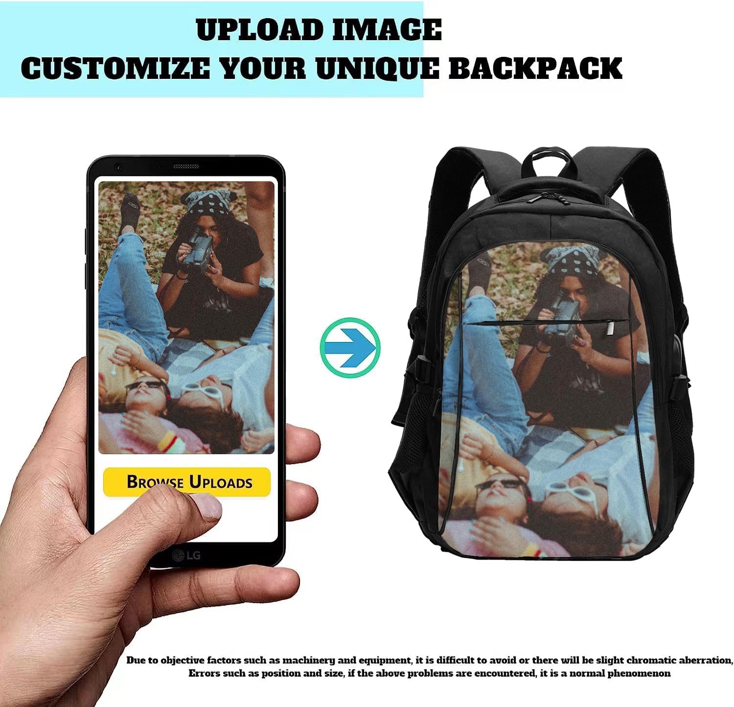 Custom Backpack Personalized Laptop Backpack for Women Men Customized Casual Daypack Add Your Logo Picture Photo Image Text Name on Computer Bag