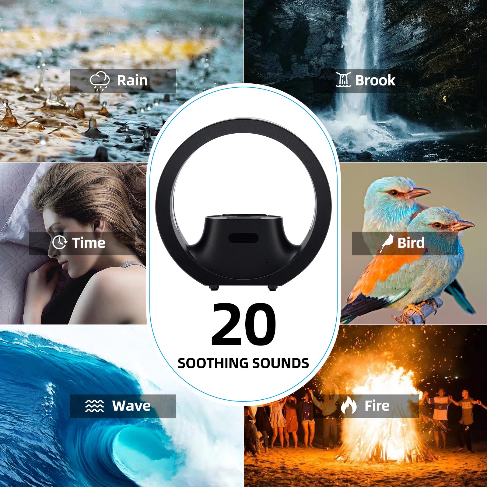 White Noise Machine Baby - USB Rechargeable 20 Soothing Sleep Sounds for Deep Restful Sleep, Bluetooth Speaker White Noise Machine for Adults Portable Sound Machine for Sleeping