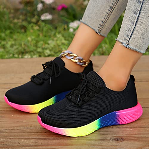 2023 Spring New European and American Large Rainbow Low Elastic Single Shoe Women's Casual Sneaker for Women Size 9