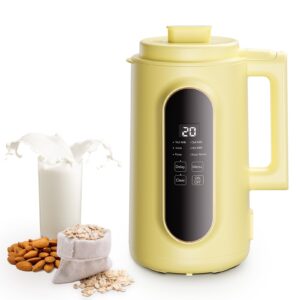 Nut Milk Maker Machine, 45oz Almond Milk Maker, Oat Milk Maker, Soy Milk Maker, Plant Based Milk Maker, Coconut, Cashew, Juice, Smoothies Non Dairy Beverages, Keep Warm, No Soaking, Auto-Clean, Yellow