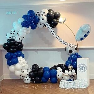 Blue Black and White Balloon Arch Kit, Navy Dark Royal Blue White Black Balloon Garland Kit with Metallic Silver Latex Balloons Explosive Star Foil Balloons for Graduation Gaming Birthday Party Decor