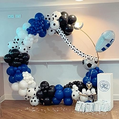 Blue Black and White Balloon Arch Kit, Navy Dark Royal Blue White Black Balloon Garland Kit with Metallic Silver Latex Balloons Explosive Star Foil Balloons for Graduation Gaming Birthday Party Decor