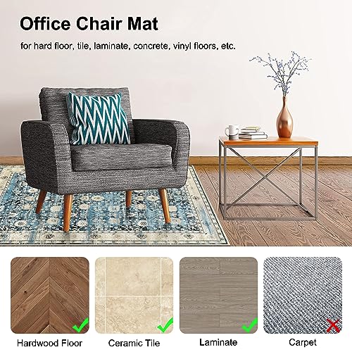 Anidaroel Home Office Chair Mat for Hardwood Floor, 48"x60" Office Chair Rug Protector for Rolling Chair, Computer Gaming Chair Mat, Low Pile Carpet Floor Chair Mat