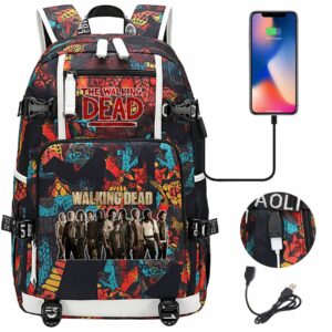 Gengx Large Capacity Travel Knapsack-The Walking Dead Bagpack with USB Charging Port Casual Book Bag for Student