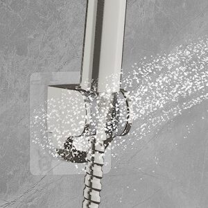 EAARSUO Shower Head Holder Wall Mount, Shower Head Holder Adhesive, Showerhead Holder Clip, Shower Wand Holder Wall Mount, Waterproof Shower Handle Holder (Brushed Nickel)