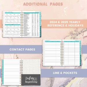 2024 Planner - Planner 2024, Jan. 2024 - Dec. 2024, 6.3" x 8.4", 2024 Planner Weekly and Monthly with Marked Tabs + Thick Paper + Contacts + Calendars + Holidays + Twin-Wire Binding - Purple Gilt