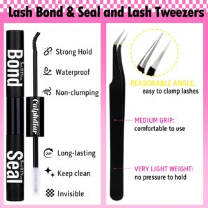 Lash Extension Kit 30D&50D Eyelash Extension Kit D Curl Lash Clusters Kit with Lash Bond and Seal 560 Pcs Natural Lashes Extension Kit with Lash Tweezers by Calphdiar (30D+50D-D-8-16MIX KIT)