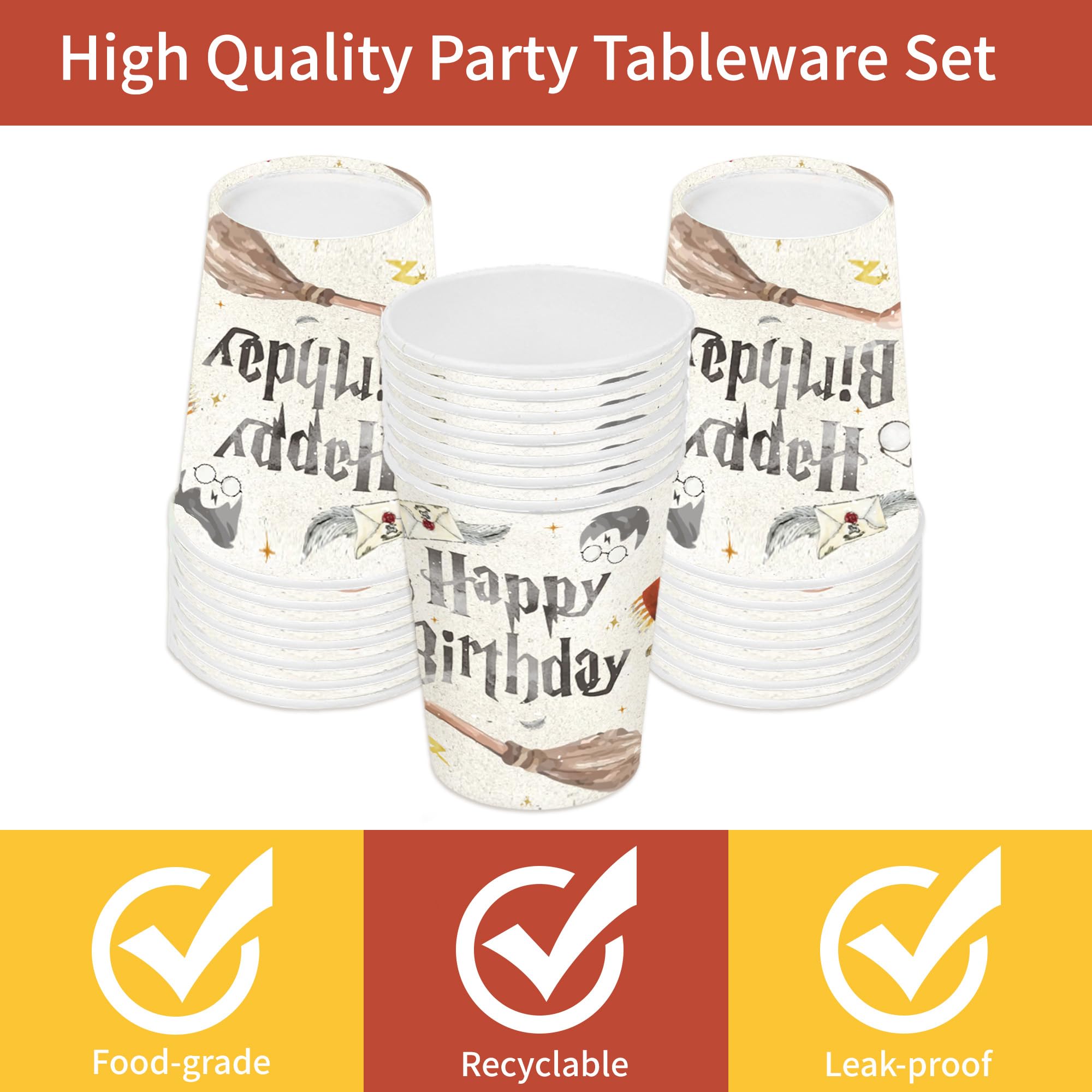 AURORAPARTY 170pcs Birthday Party Supplies Party Paper Plates Napkins Cups Kids Boys Birthday Decorations Birthday Tablecloth Banner Disposable Forks Tableware Set for 24 Guests