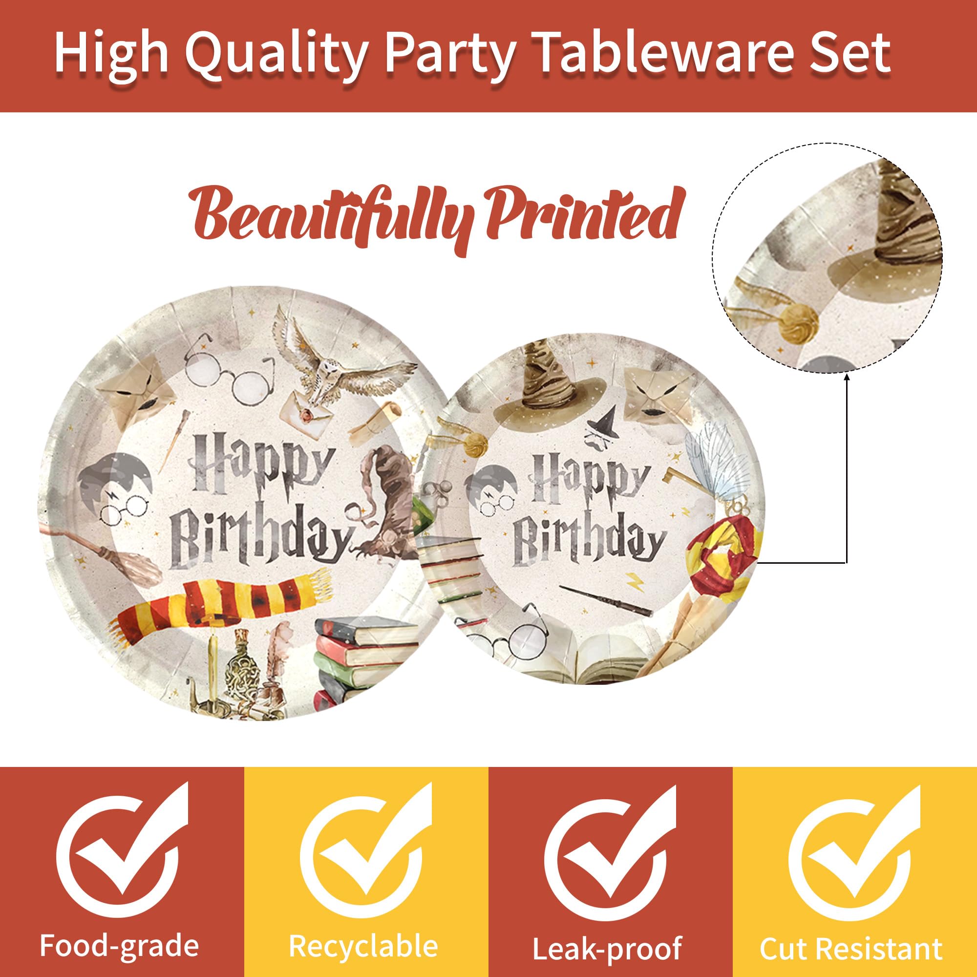 AURORAPARTY 170pcs Birthday Party Supplies Party Paper Plates Napkins Cups Kids Boys Birthday Decorations Birthday Tablecloth Banner Disposable Forks Tableware Set for 24 Guests