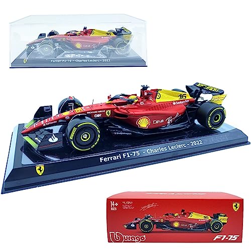 HTLNUZD Bburago 1/24 2022 New F1-75#16 for Ferrari 75th Anniversary Leclerc Alloy Formula One Racing Car Die Cast Collection Vehicles Model Collectible