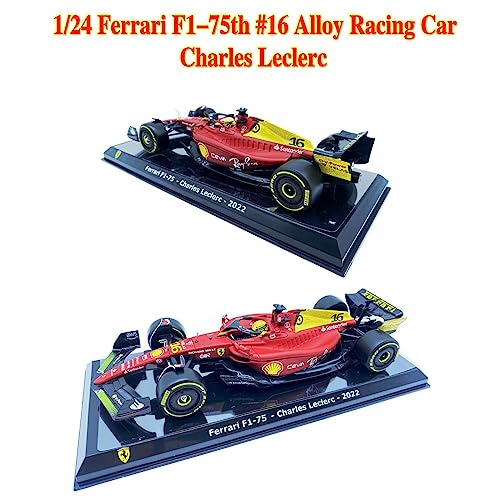 HTLNUZD Bburago 1/24 2022 New F1-75#16 for Ferrari 75th Anniversary Leclerc Alloy Formula One Racing Car Die Cast Collection Vehicles Model Collectible