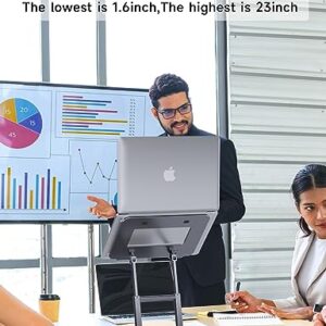 MCHOSE Laptop Stand for Desk, 360°Swivel Base Standing Desk Converter, Adjustable Height from 2" to 23" Tall, Standing or Sitting Desk Riser Compatible with All Laptops 10-16",Silver