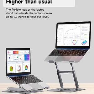 MCHOSE Laptop Stand for Desk, 360°Swivel Base Standing Desk Converter, Adjustable Height from 2" to 23" Tall, Standing or Sitting Desk Riser Compatible with All Laptops 10-16",Silver