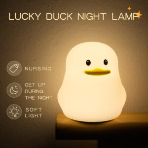 CARAINBO Portable Night Light for Kids Room, LED Rechargeable Soft Nightlights for Baby Room and Toddler,Multiple Colors Silicone Night Light,Kawaii Duck Lamp