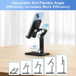 Android Cell Phone Stand Mount for Desk, iPAD Adjustable Height & Angle Phone Holder,Foldable Phone Stand for Recording Compatible iPhone 15 Pro Max Samsung Galaxy Z Flip 5 A14 5G A54 A13 S23