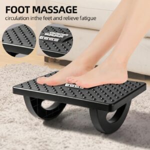 Foot Rest Under Desk at Work, Rocking Foot Nursing Stool, Ergonomic Desk Footrest with Roller Massage for Pressure Relief, Rocker Balance Board Comfortable Leg Rest for Office & Home (Black)