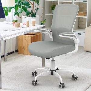 Mimoglad Home Office Chair, High Back Desk Chair, Ergonomic Mesh Computer Chair with Adjustable Lumbar Support and Thickened Seat Cushion (Modern, Moon Gray)