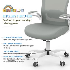 Mimoglad Home Office Chair, High Back Desk Chair, Ergonomic Mesh Computer Chair with Adjustable Lumbar Support and Thickened Seat Cushion (Modern, Moon Gray)