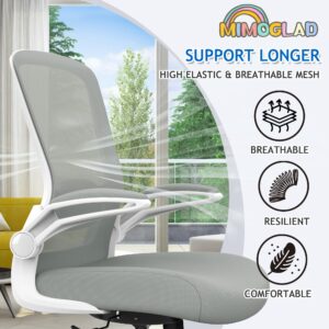 Mimoglad Home Office Chair, High Back Desk Chair, Ergonomic Mesh Computer Chair with Adjustable Lumbar Support and Thickened Seat Cushion (Modern, Moon Gray)