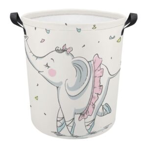 hoamoya collapsible cute elephant ballerina laundry basket cartoon animal freestanding laundry hamper with handles large waterproof cloth toy storage bin for household bedroom bathroom