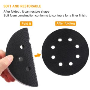 Orbital Sander Foam Pad, 5 inch 8 Holes Hook and Loop Backing Pad, Soft Sander Cushion Pad, Foam Sanding Pads for Orbital Sander (Pack of 5)