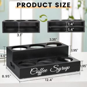 Coffee Syrup Organizer for Coffee Bar, 2-Tier Wood Coffee Syrup Rack Stand, 6 Syrup Bottles Holder for Counter, Coffee Bar Accessories Coffee Station Organizer, Freestanding Tabletop Wine Rack